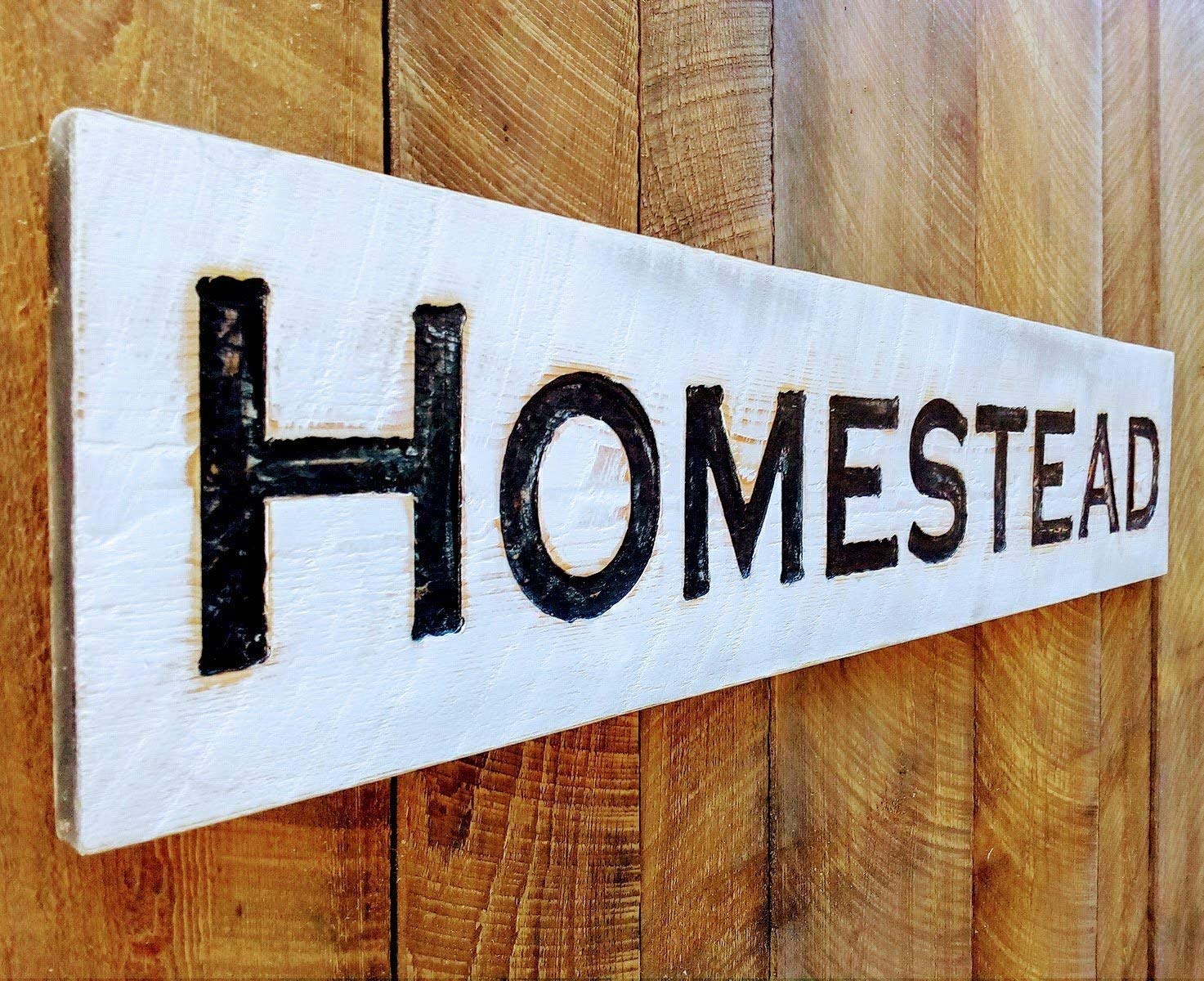 Amazon.com: Large Homestead Sign 48”x10” Carved Horizontal-Wood Lumber ...