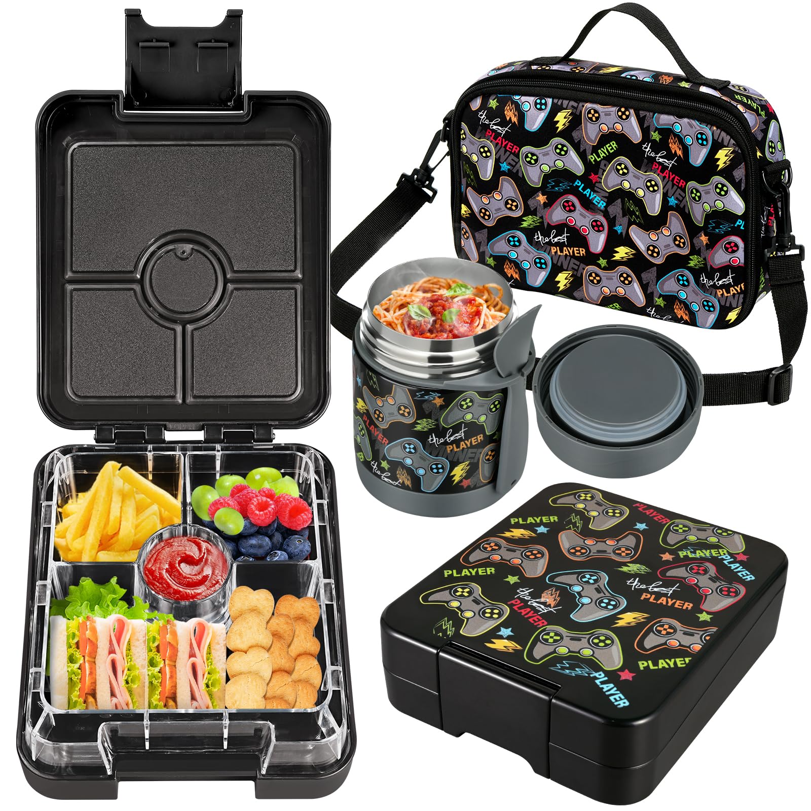 Bento Lunch Box Set for Kids with 10oz Soup Thermo, Leak-Proof Lunch ...