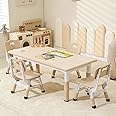 Amazon.com: Hulaibit Kids Table and 4 Chairs Set, Height Adjustable Toddler Table and Chairs Set ...