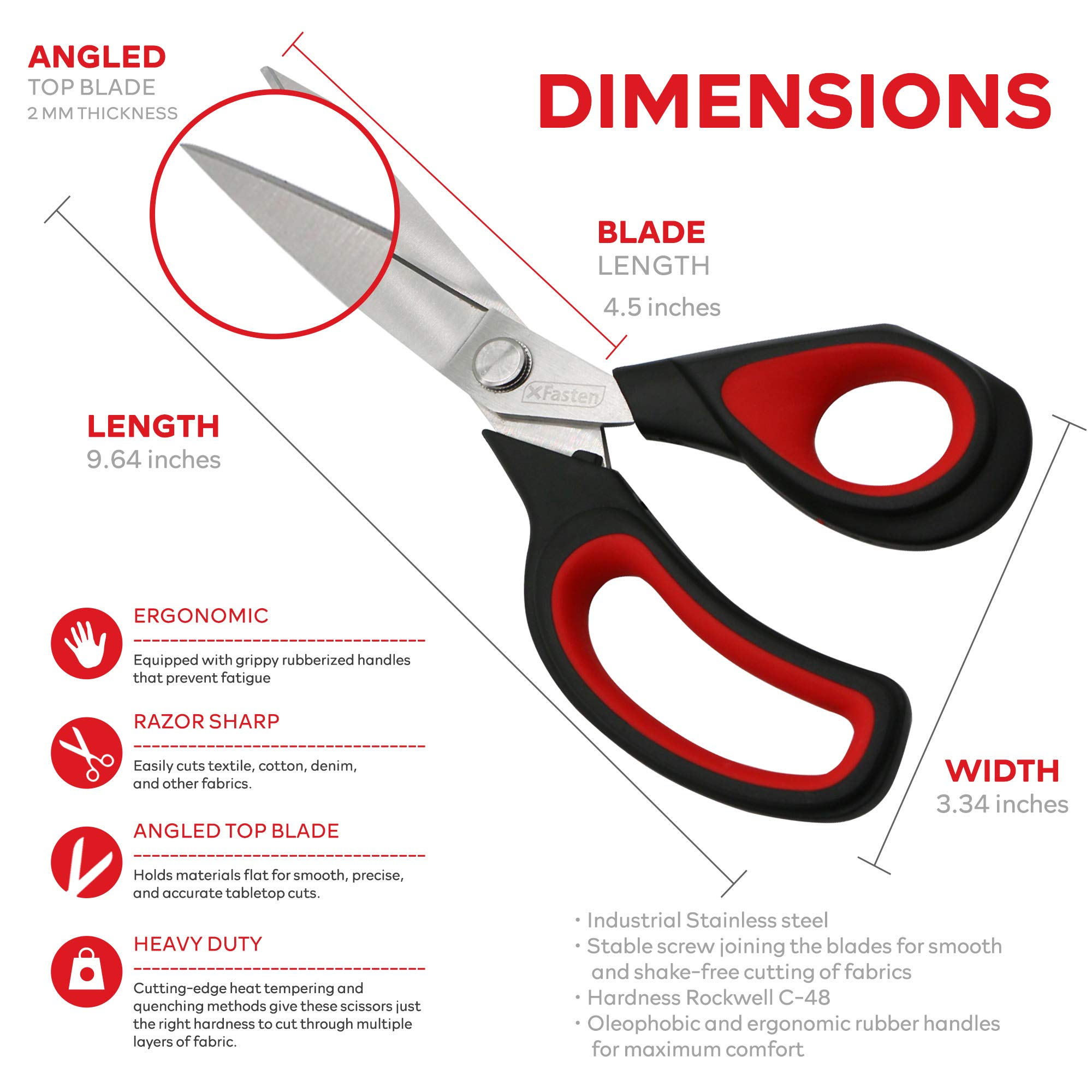 Mua XFasten Heavy-Duty Professional Tailor Scissors, 9.5-Inch Heavy ...