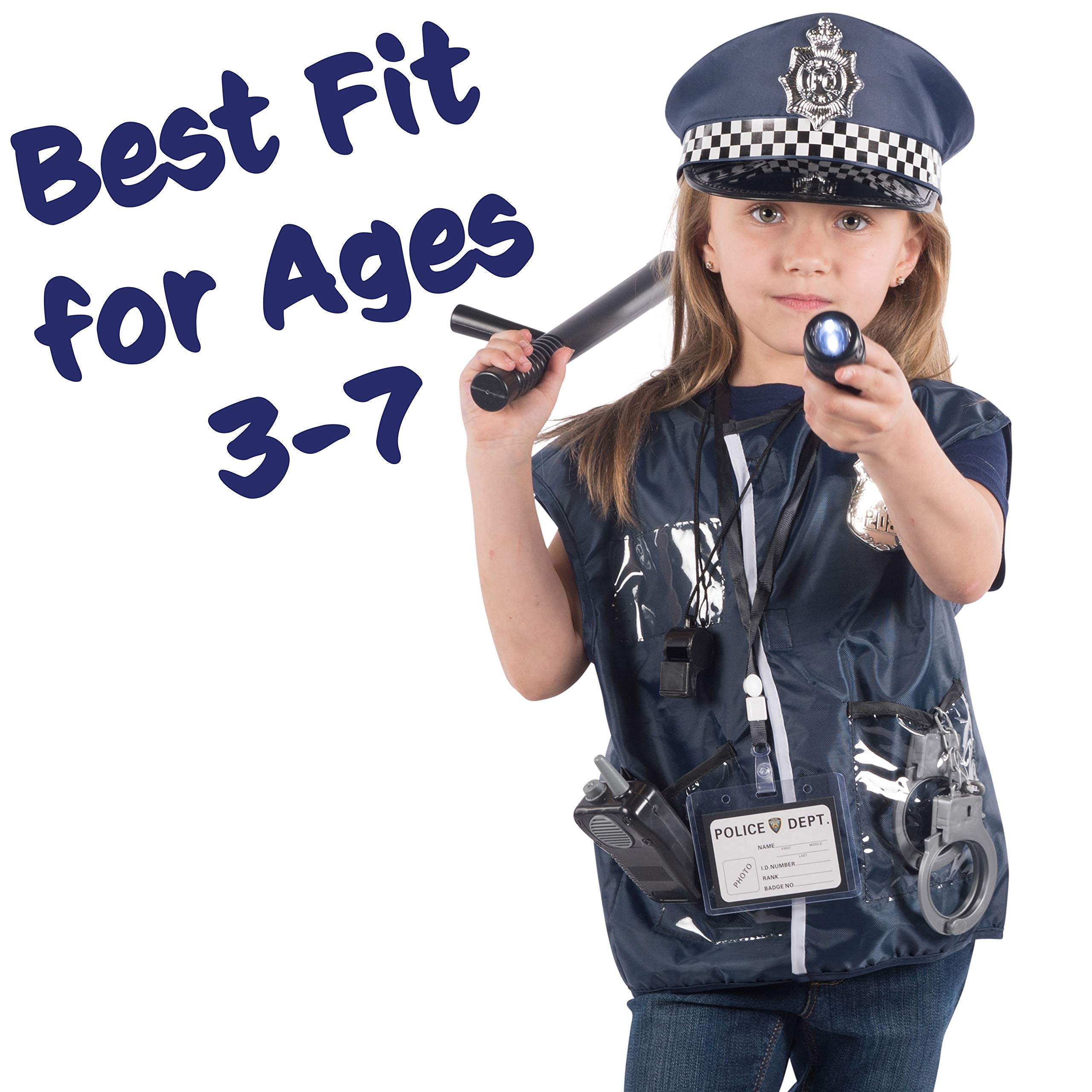 Born Toys 12 Pcs Police Costume for Kids with Toy Role Play Kit with ...