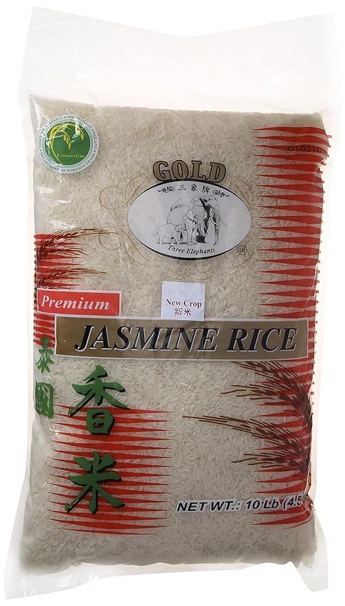 Amazon.com : Three Elephants Thai Jasmine Rice, 10 Pound : Grocery ...