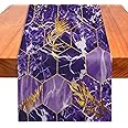 Amazon.com: YOVOYOA Marble Table Runner 72 Inches Long, Purple Gold ...