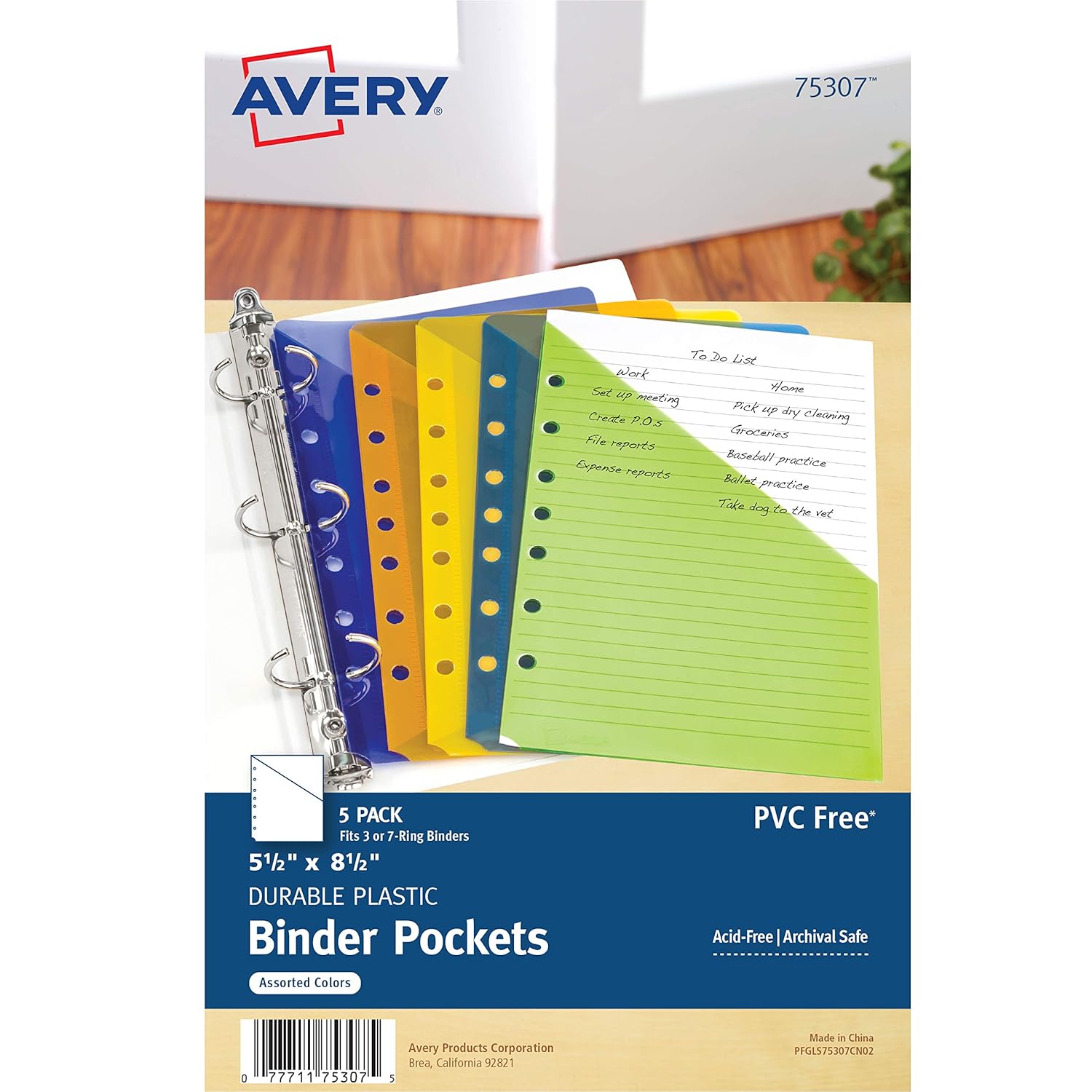 Avery Mini Binder Pockets, Fits 3-Ring and 7-Ring Binders, Assorted ...