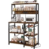 Amazon.com: Aheaplus Bakers Rack with Power Outlet and LED Light ...