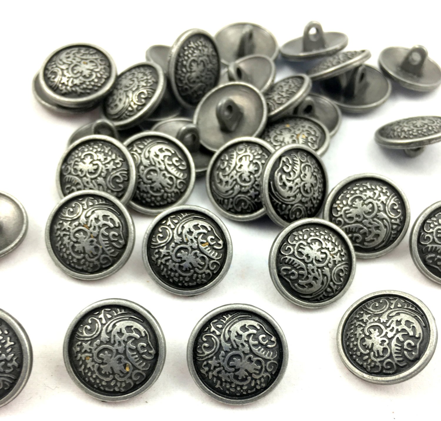 India Button Metal Antique Round with Bottom Hole Buttons (Pack of 100 ...