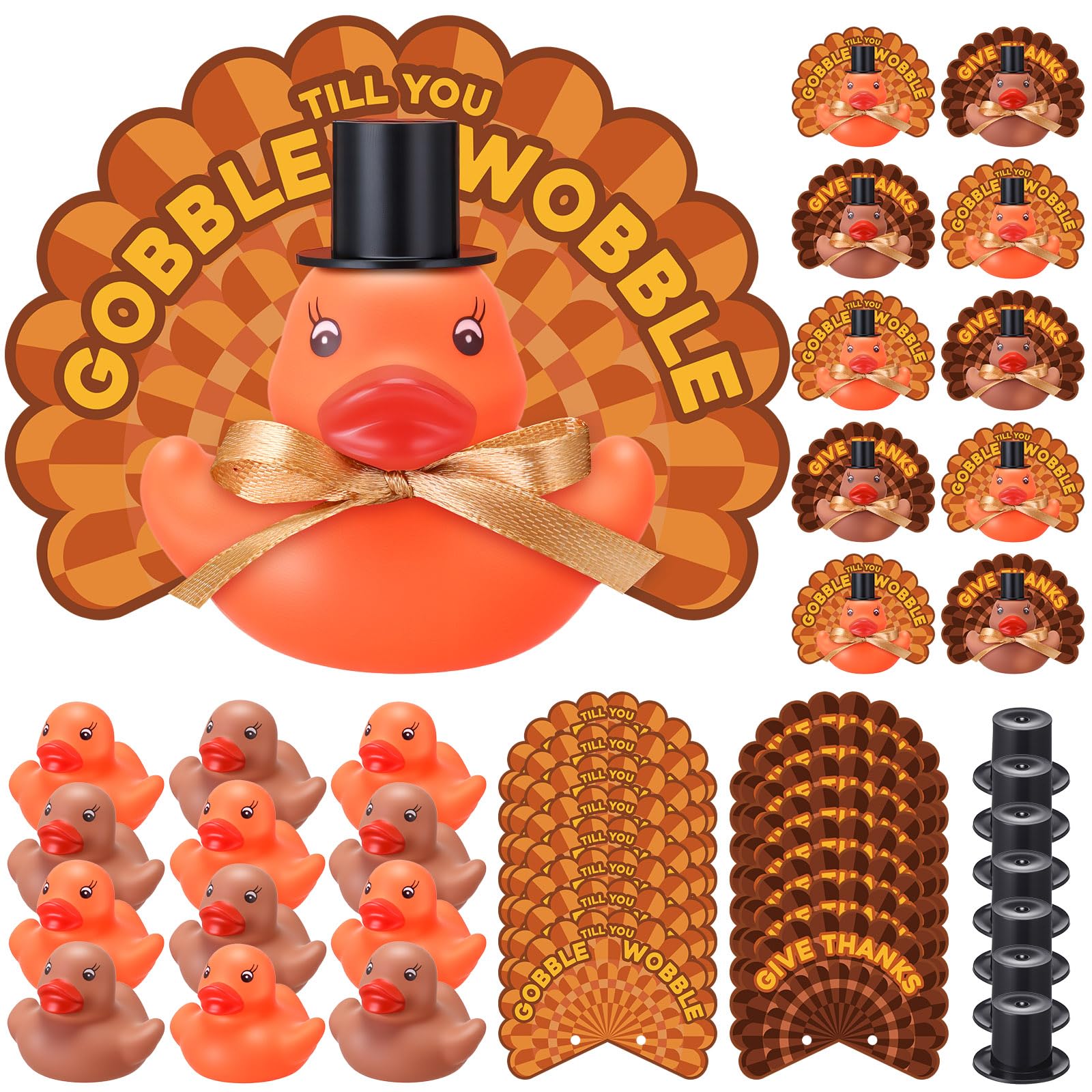 Soulchen 24 Pcs Thanksgiving Turkey Rubber Ducks Bulk 2 Inch DIY ...