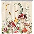 Amazon.com: EOBTAIN Mushroom Shower Curtain Retro Mushrooms and Butterfly Floral with Boho Moon ...