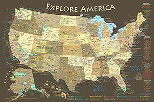 Amazon.com: National Parks Map Poster and USA Travel Destinations ...