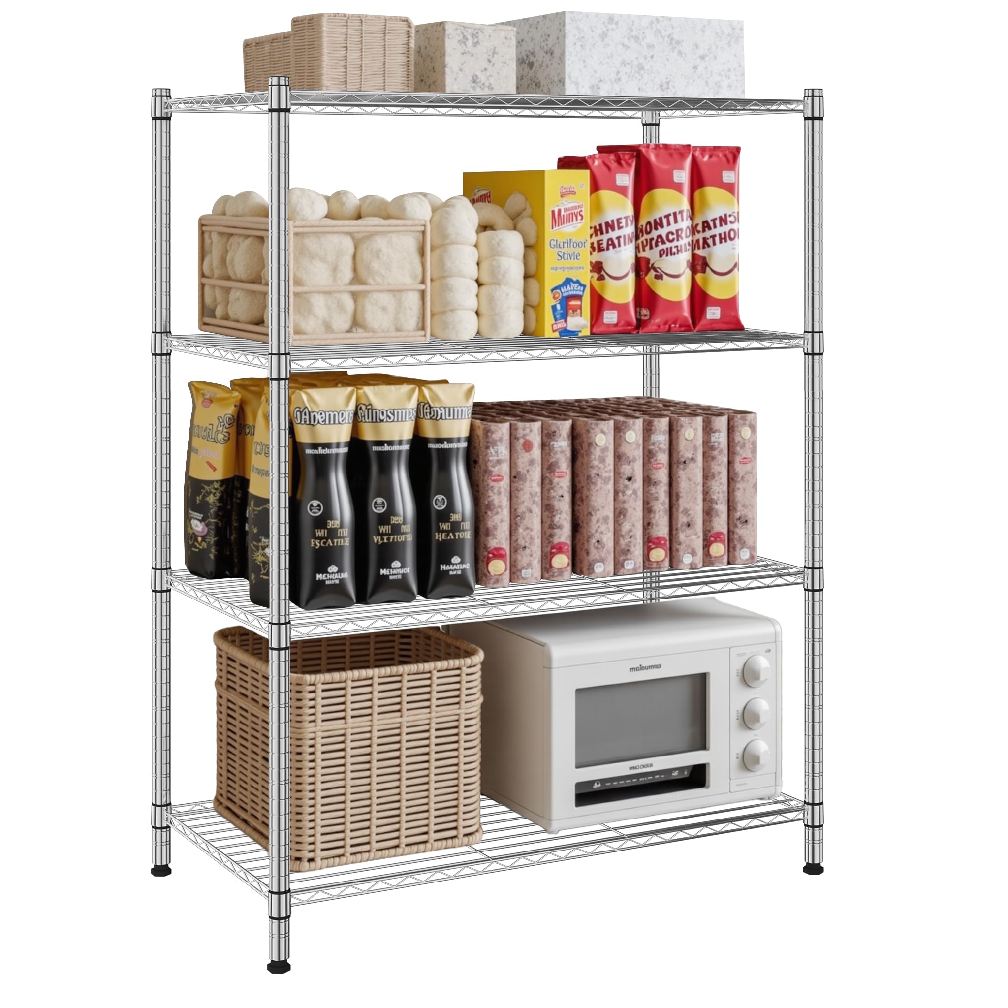 Land Guard 4 Tier Storage Racks and Shelving - Heavy Steel Material ...