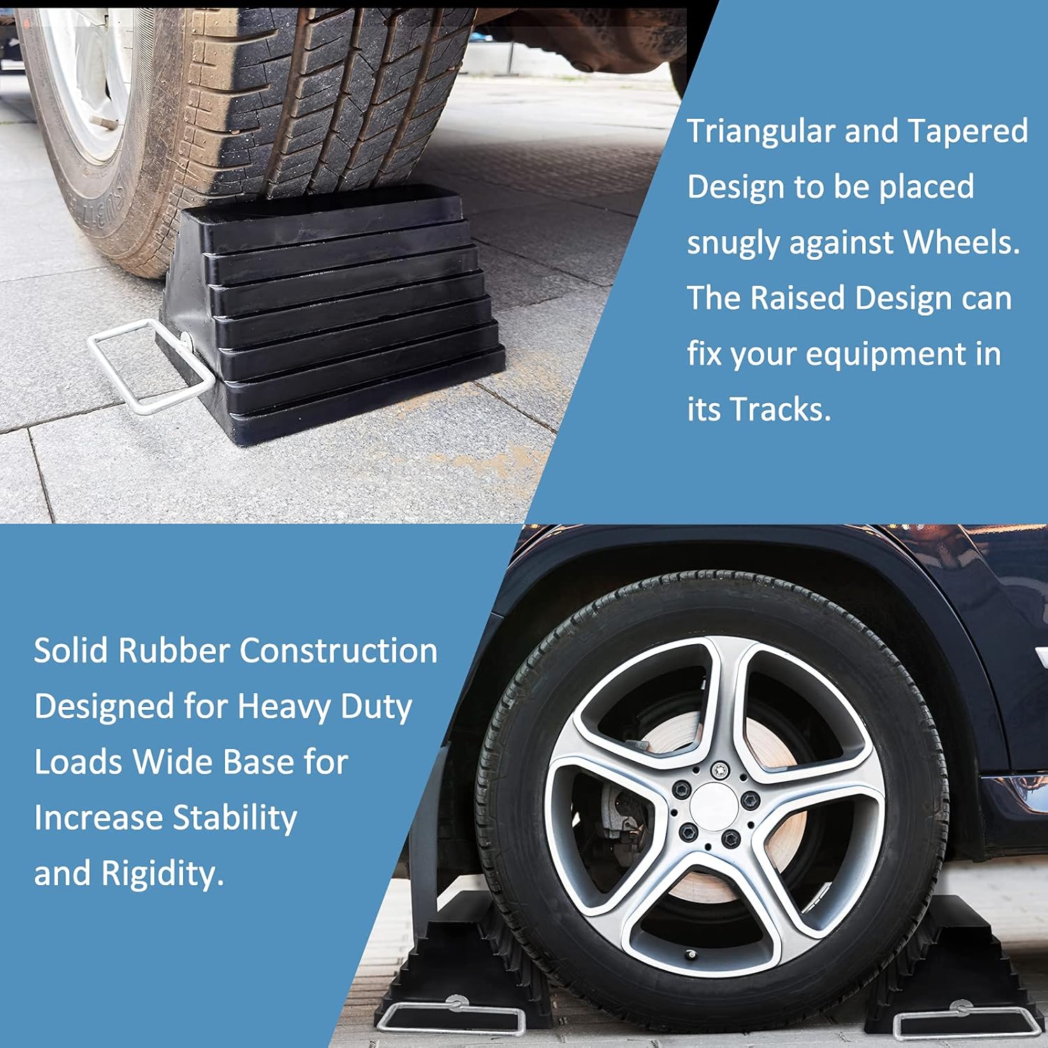 Automotive RV 2 Packs Rubber Heavy Duty Wheel Chocks for Travel ...