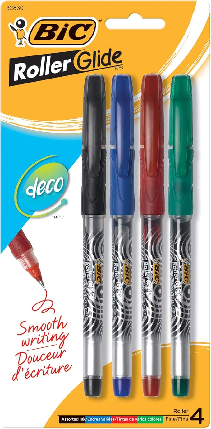 Bic Z4+ Fine Point Roller Pens 4/Pkg-Assorted Colors: Amazon.co.uk ...
