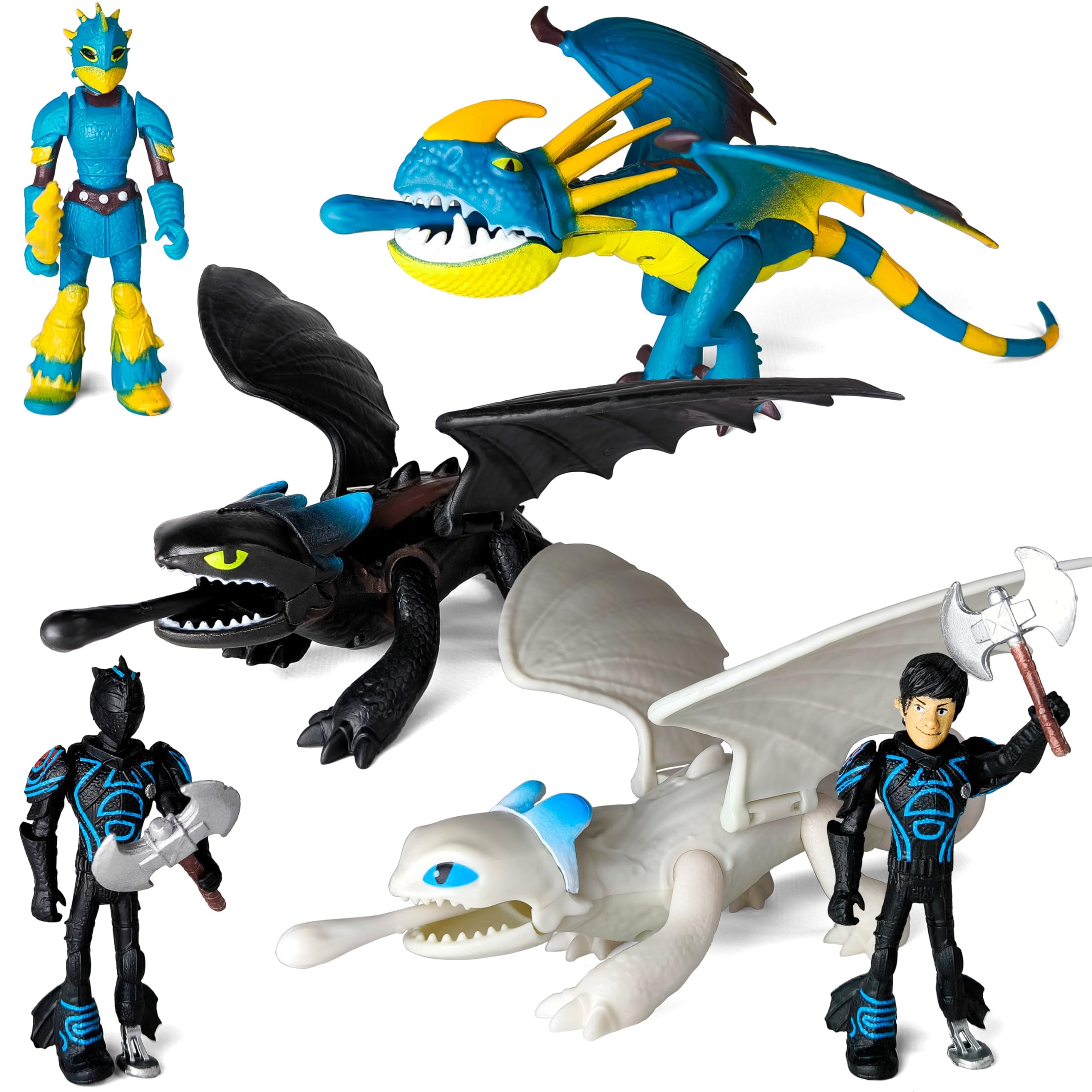 Toysvill Dragons & Vikings Big Action Figures | Light Fury, Night Fury ...