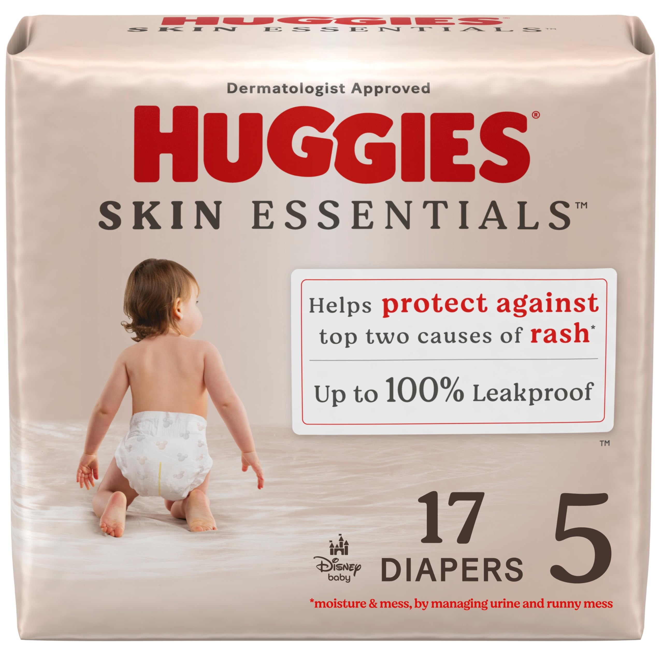 Huggies Size 5 Diapers, Skin Essentials Baby Diapers, Size 5 (27+ lbs ...