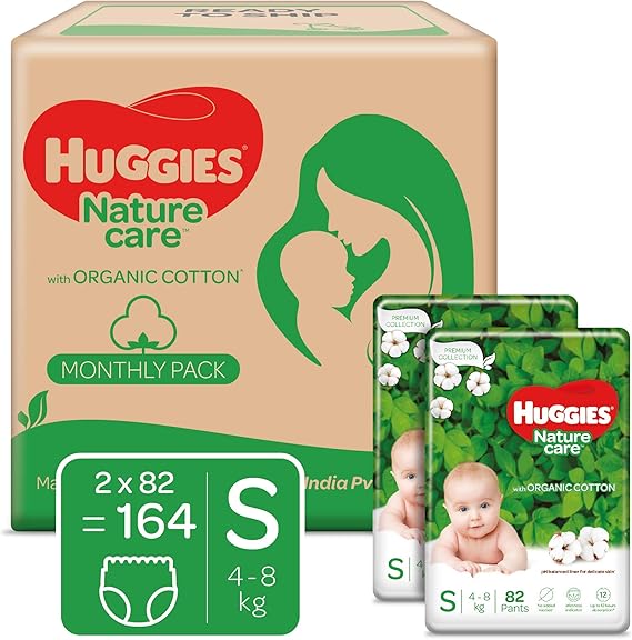 Buy Huggies Nature Care Pants, Monthly Pack, Small (S) Size Baby Diaper ...