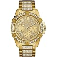 GUESS Stainless Steel Gold-Tone Crystal Embellished Bracelet Watch ...