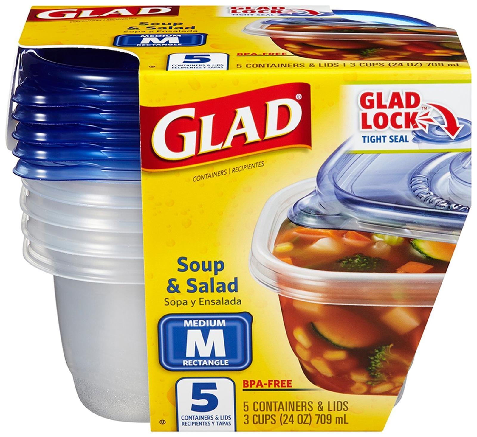 Amazon.com: GladWare Entree Containers with Lids, 5-Containers ...