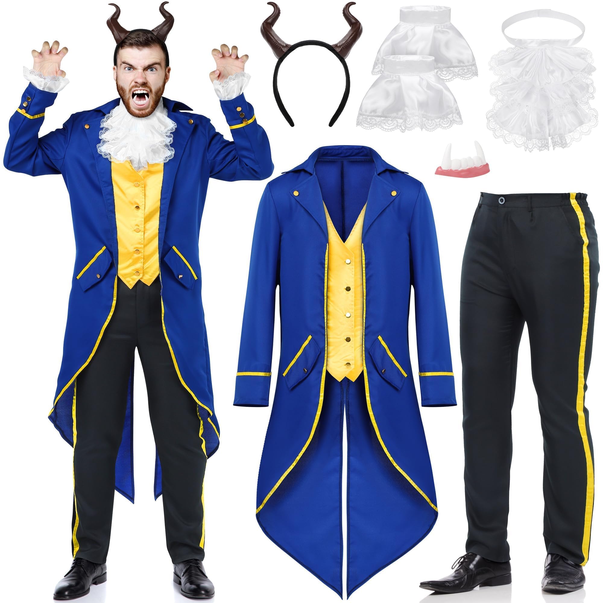 RUODON 6 Pieces Halloween Prince Charming Cosplay Costumes Set Prince ...
