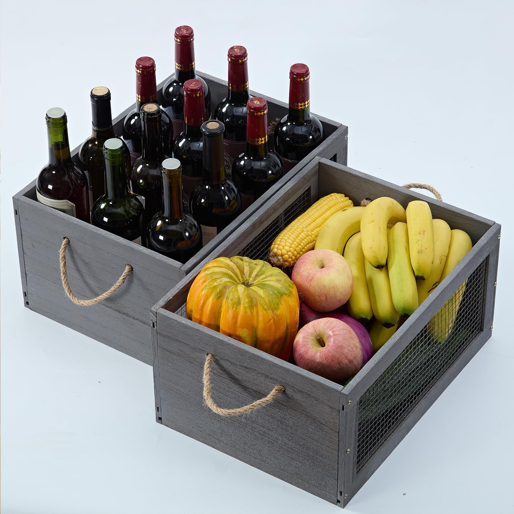 ROSOS Farmhouse Crates for Storage & Display - Durable Wooden Crates w ...