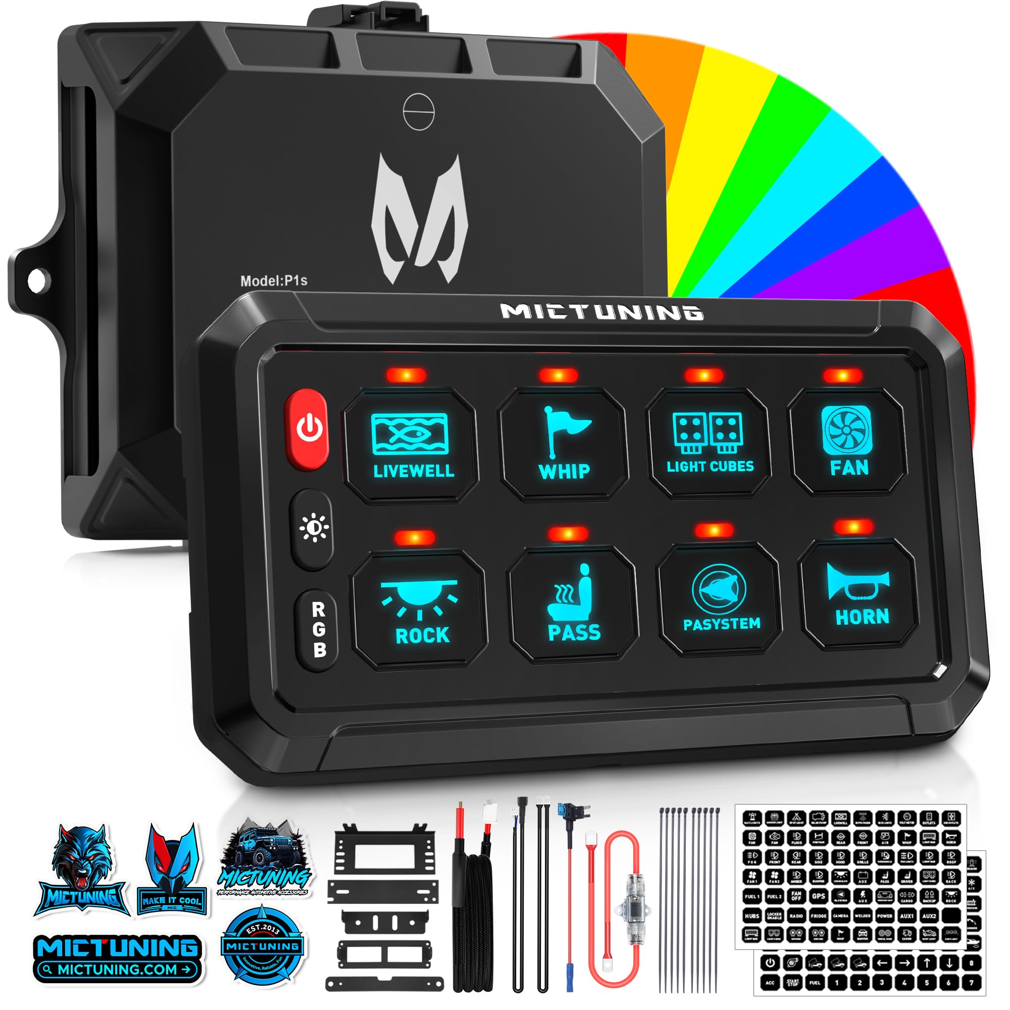 MICTUNING Upgraded P1s-X RGB 5 Inch 8 Gang Switch Panel, Multifunction ...