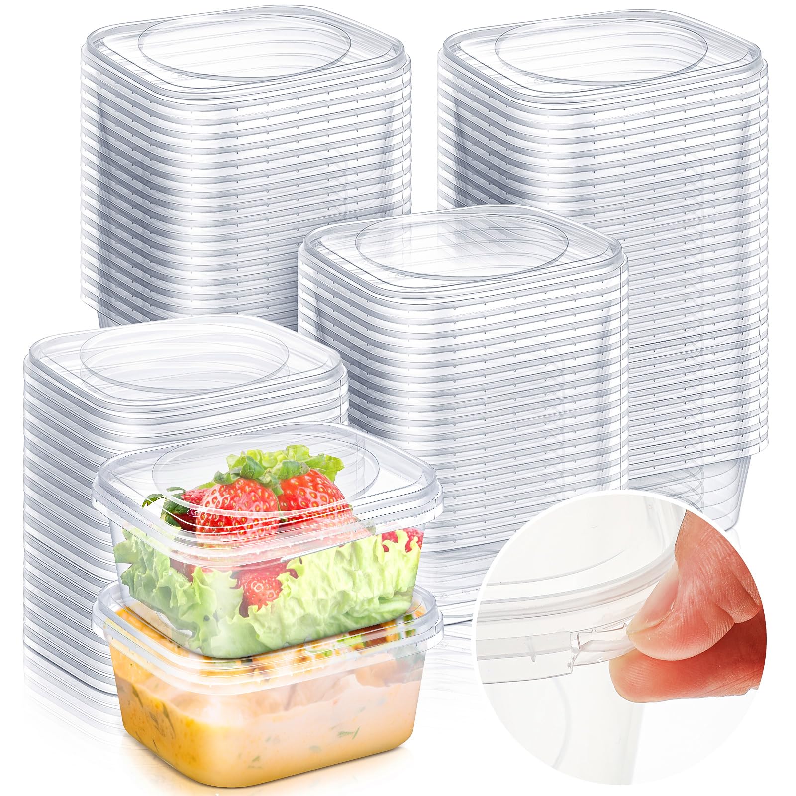Yiyiring 8 oz 50 Pack Tamper Proof Containers with Lid Square Deli ...