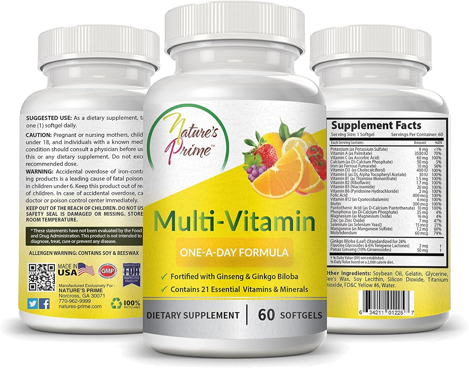 Amazon.com: Nature's Prime Multi Vitamin One-A-Day Formula for Men ...