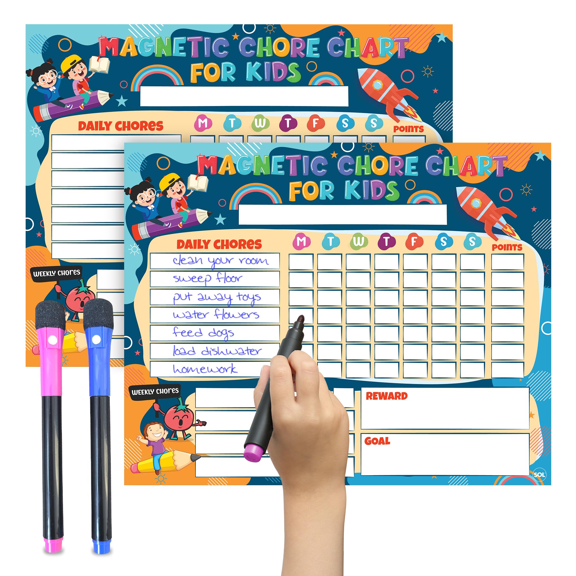 Mua 2pk Magnetic Reward Charts for Children with 2 Pens | Chores Board ...