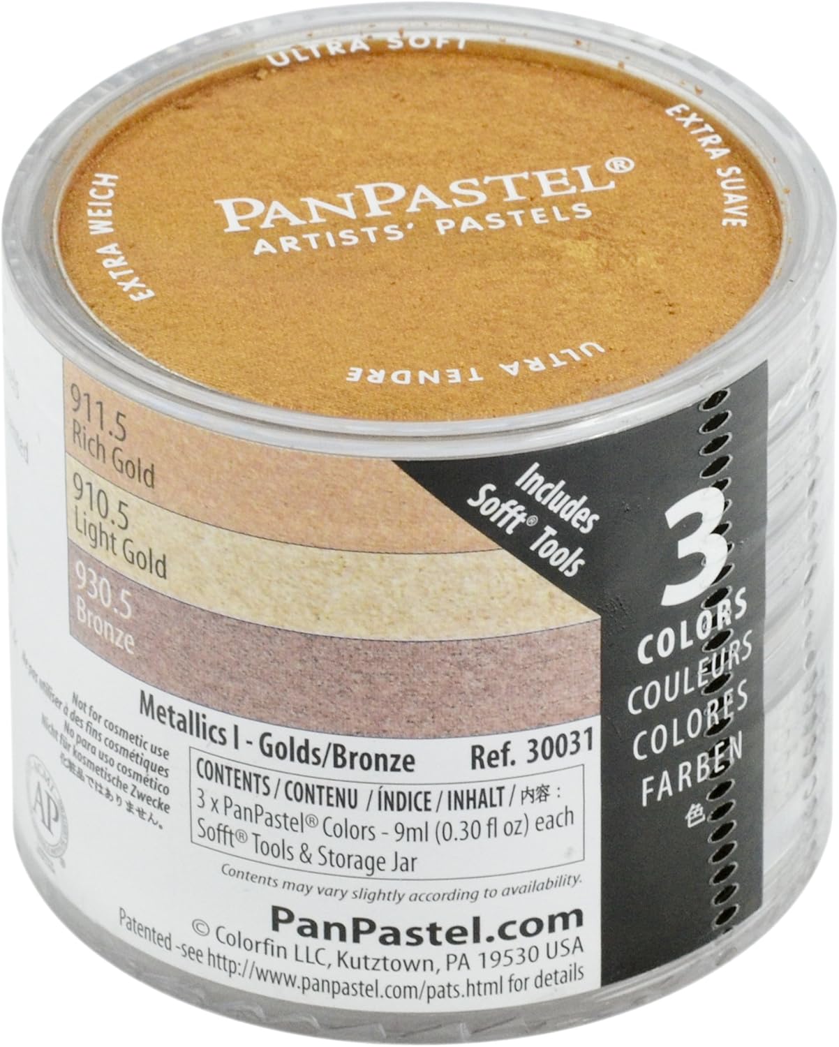 Colorfin PanPastel Ultra Soft Artist Metallic Pastel Set, 9ml, Light ...