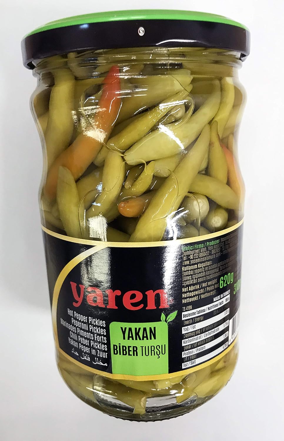 Turkish Yaren Hot Pepper Pickled Aci Biber Tursu Tursusu 720gr: Amazon ...