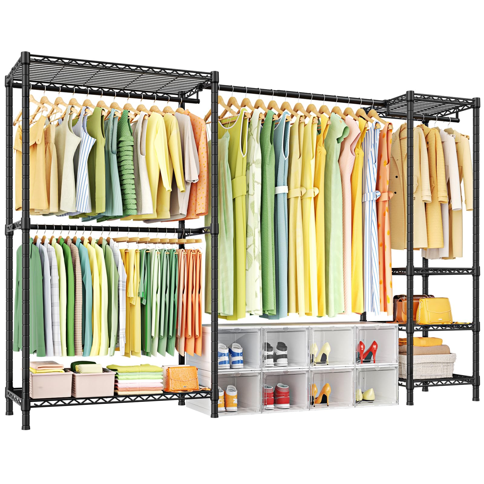 Ulif E10 Clothes Rack?With Stretchable Hanger Rod?Freestanding Clothing ...