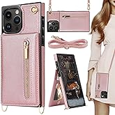 Amazon.com: LAMEEKU for iPhone 15 Pro Max Wallet Case, Zipper Leather Card Slots Crossbody Case ...
