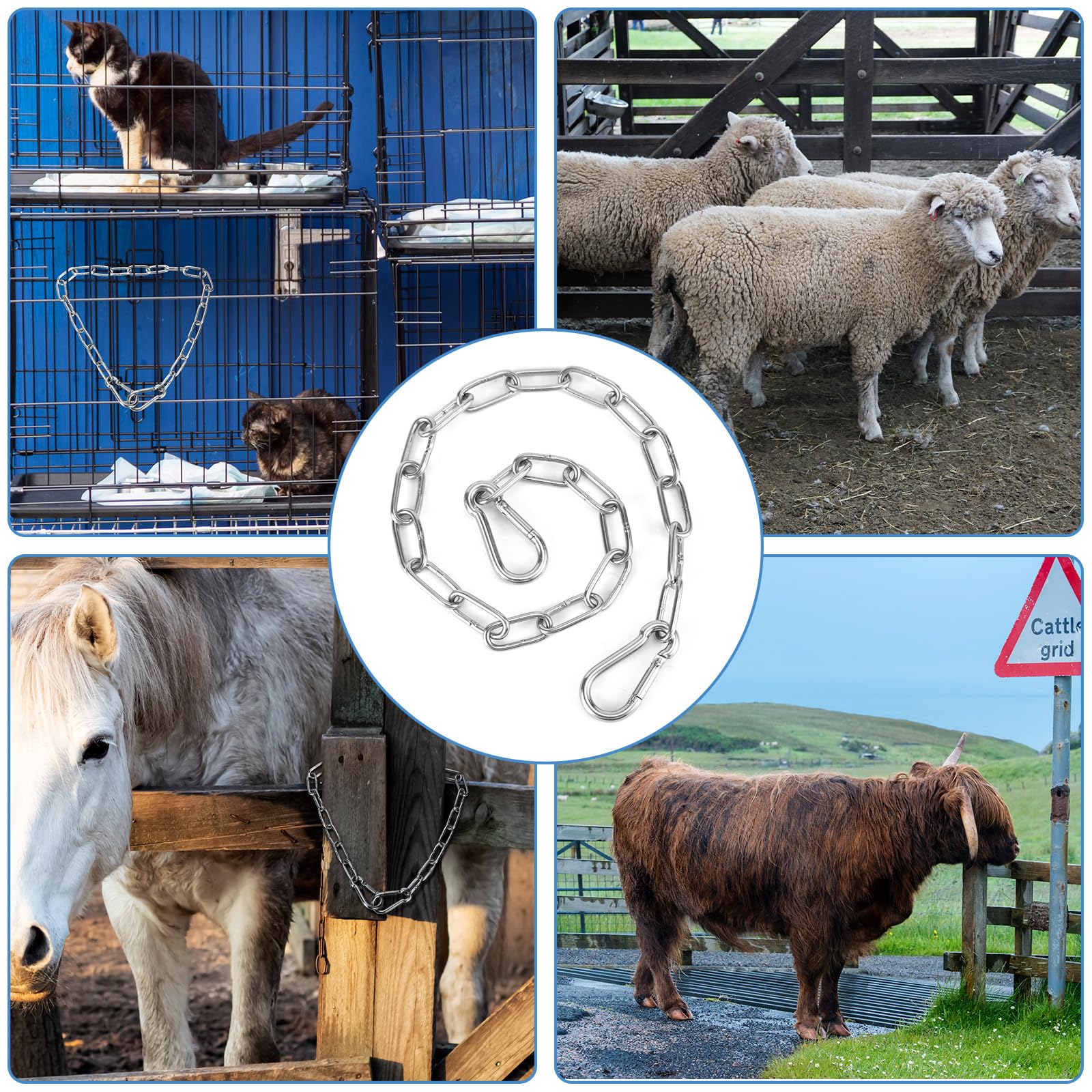 Gate Chain Lock For Outdoor Fence, 20 Inch Stainless Steel Gate Link ...