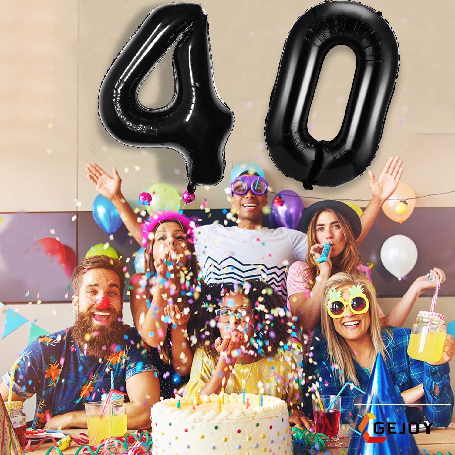 42 Inch 40 Number Balloons Jumbo 40 Foil Balloons Giant Black 40 Number ...