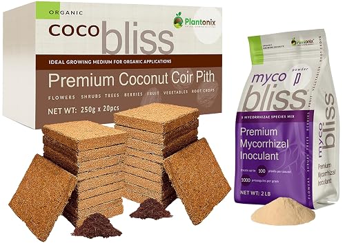 Coco Coir 250gm Bricks (20-Pack) + Myco Bliss Powder (2lbs) - Coco Coir ...