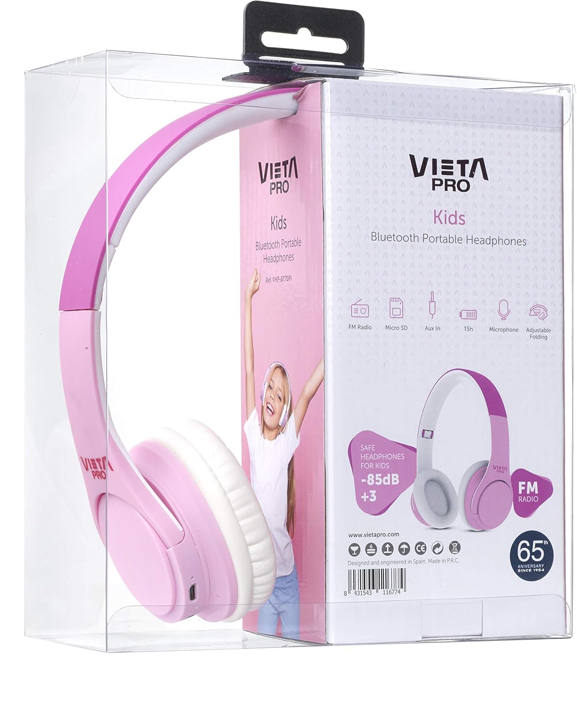 Vieta Pro Kids Wireless Headphones (Bluetooth, FM Radio, Built-in ...