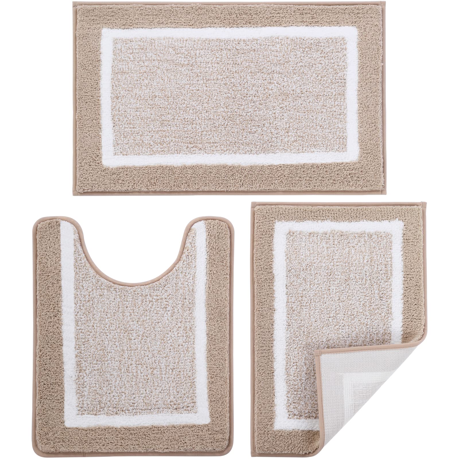 ZOESIOER Bathroom Rugs Sets 3 Piece with U-Shaped Contour Toilet Mat ...