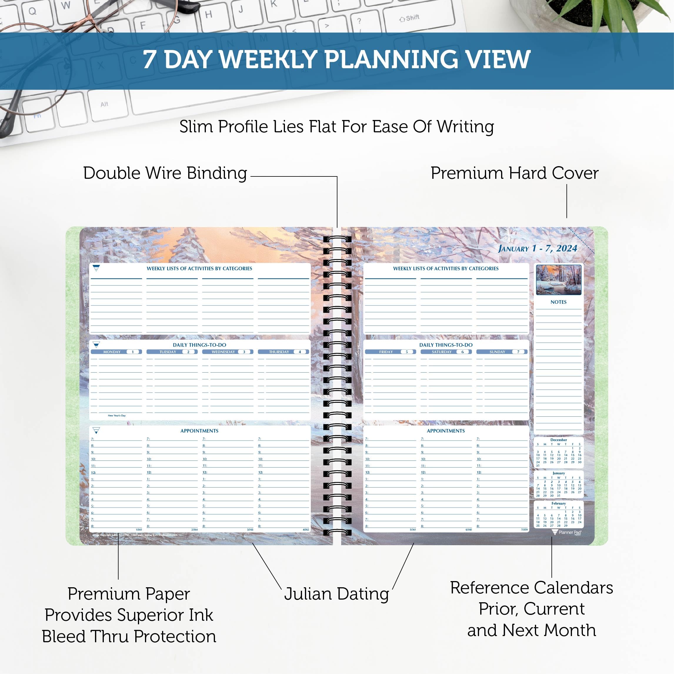 Mua Planner Pad Spiral Bound 3-Tier Funnel Down 12 Month Organizer ...