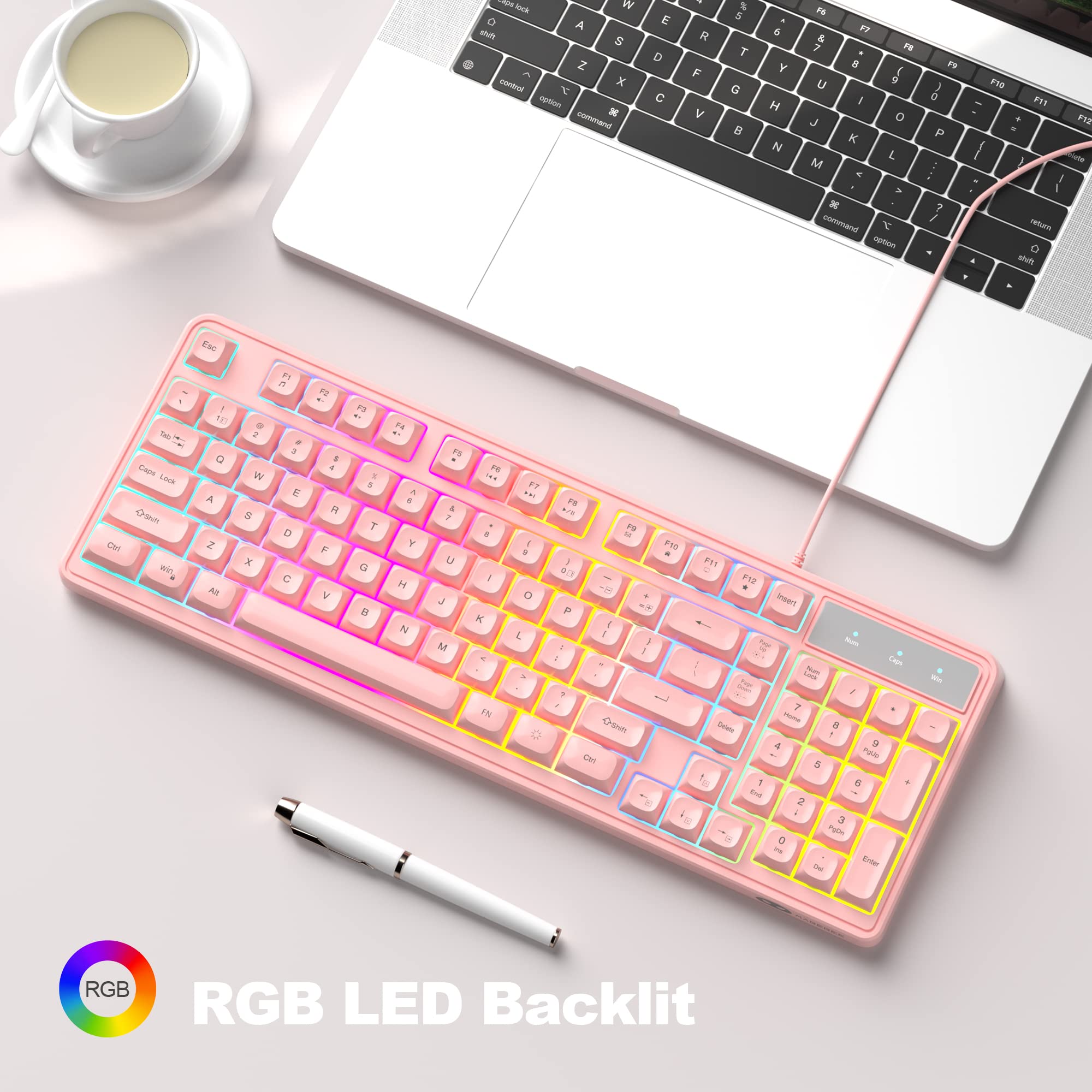 Mua Camiysn Pink Gaming Keyboard - RGB Backlit Creamy Sounding Keyboard ...