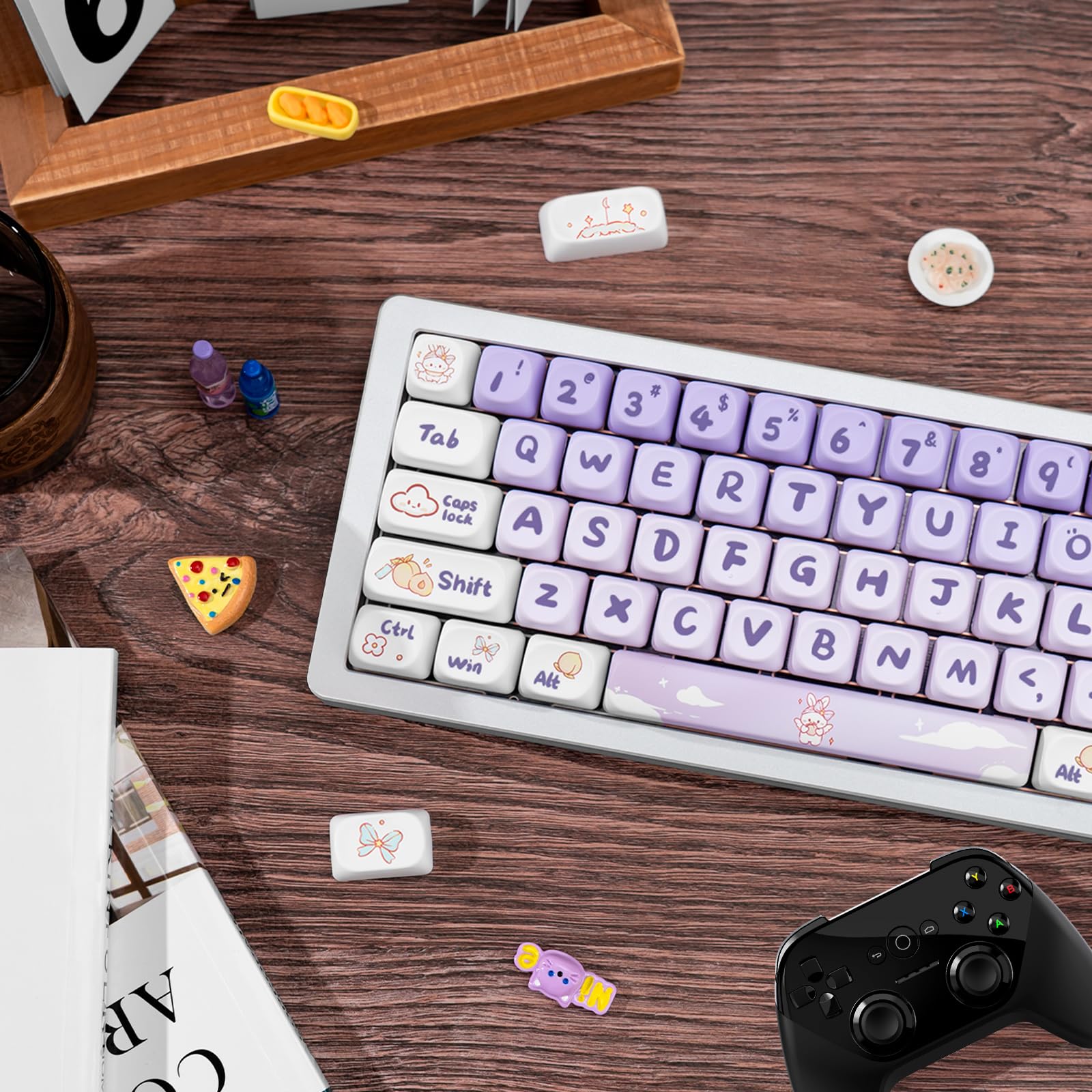Mua 142 Keys Gradient Purple Keycaps, MOA Profile Keycaps Round Bunny ...