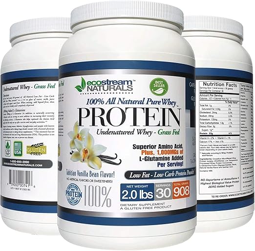 Pure 100% Undenatured 100% Grass Fed Whey Protein 2 lbs - Low Carb Low ...
