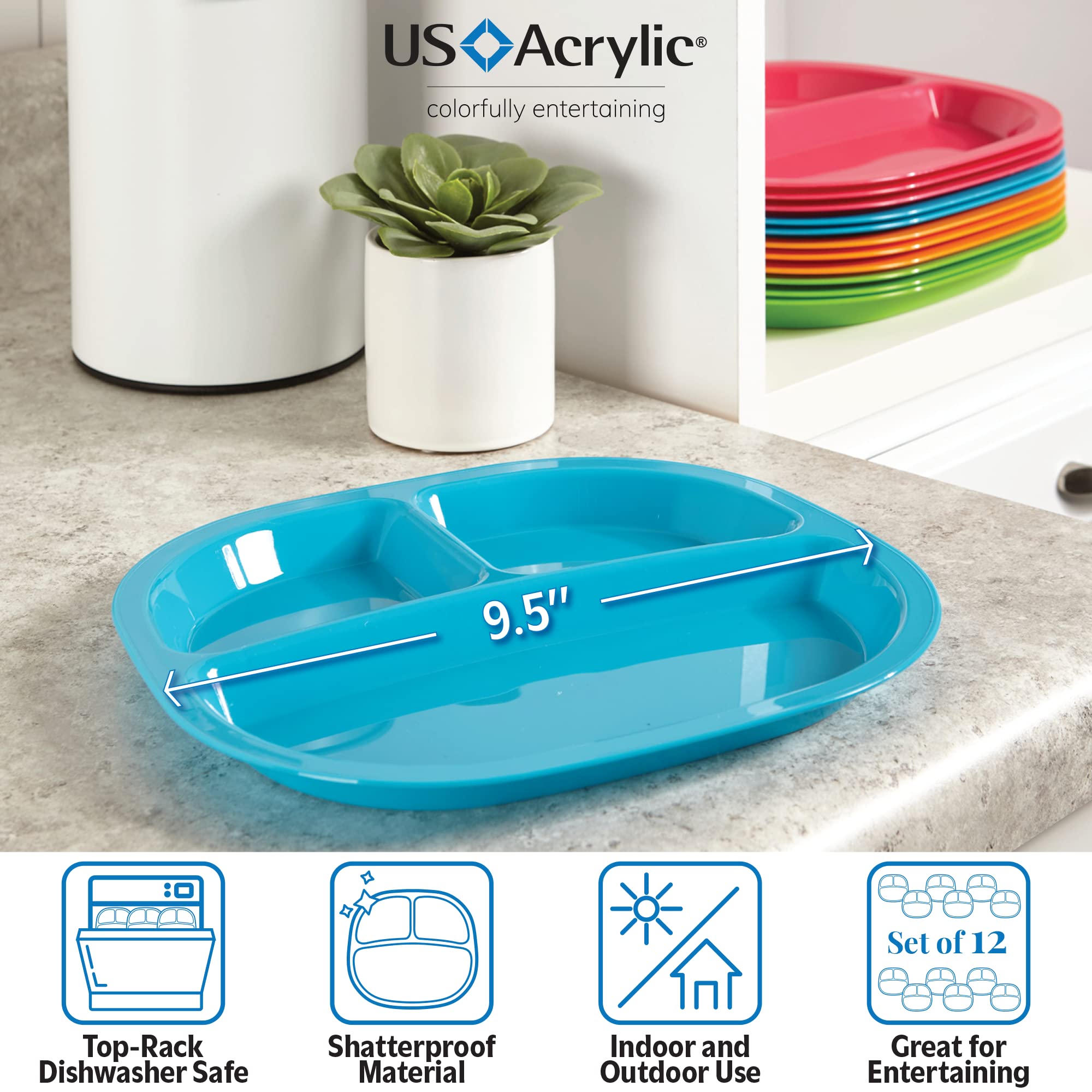 Mua US Acrylic Harmony 3-compartment Divided Plastic Kids Tray in 4 ...
