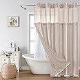 Amazon.com: eachope Boho Farmhouse No Hook Shower Curtain Set with Snap-in Fabric Liner,Heavy ...
