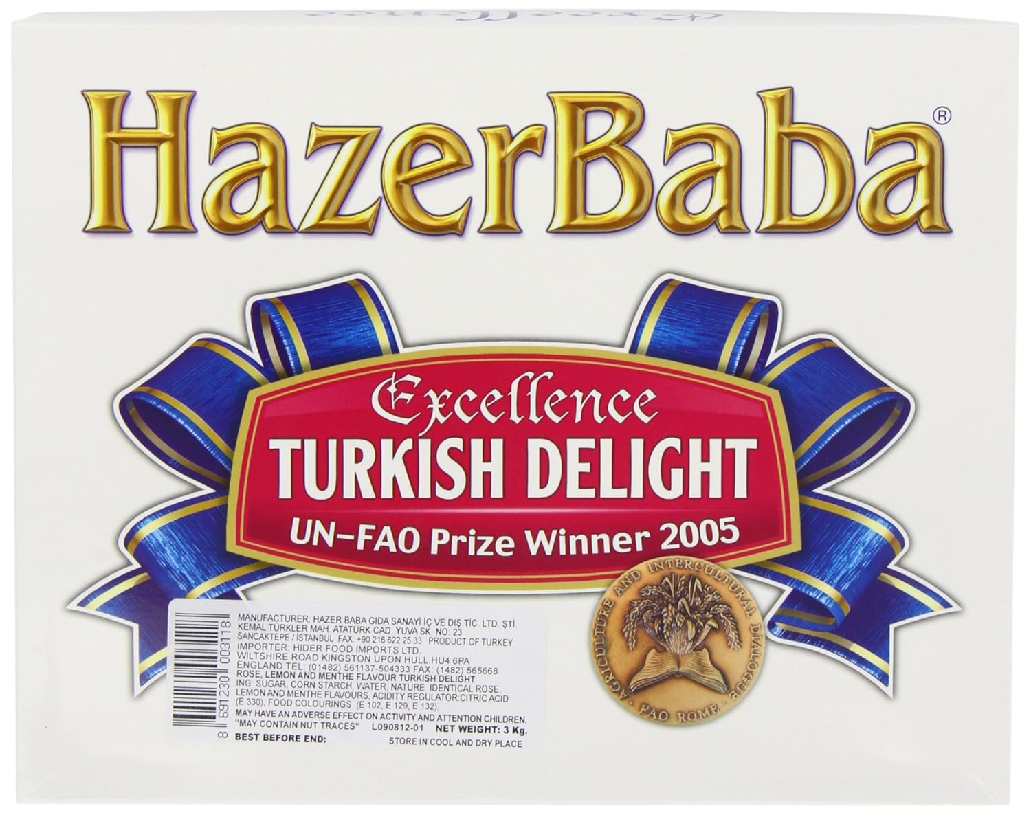 Hazer Baba Turkish Delight Assorted Rose/ Lemon and Mint: Amazon.co.uk ...