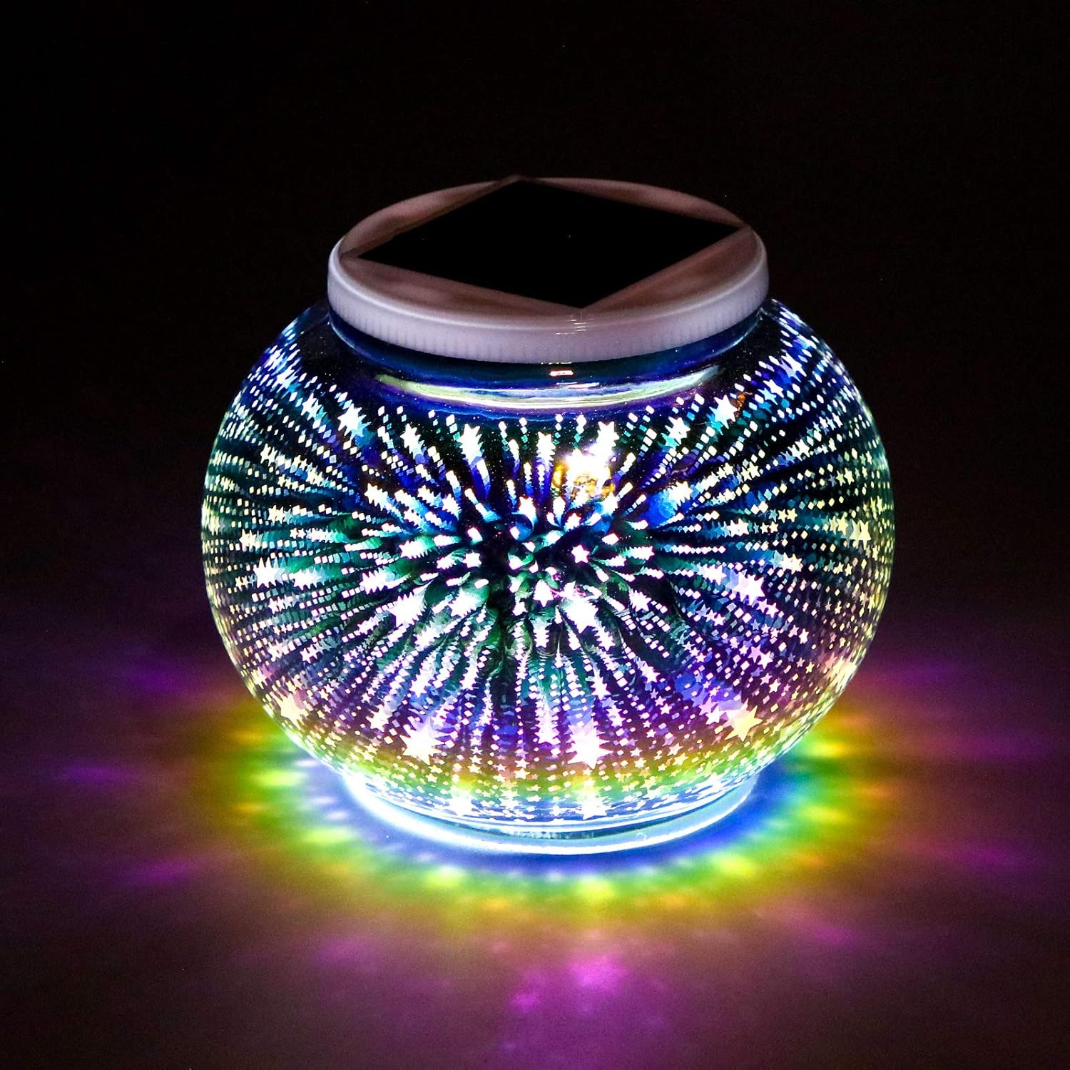 Color Changing Solar Powered Glass Mosaic Ball Garden LED Lights ...