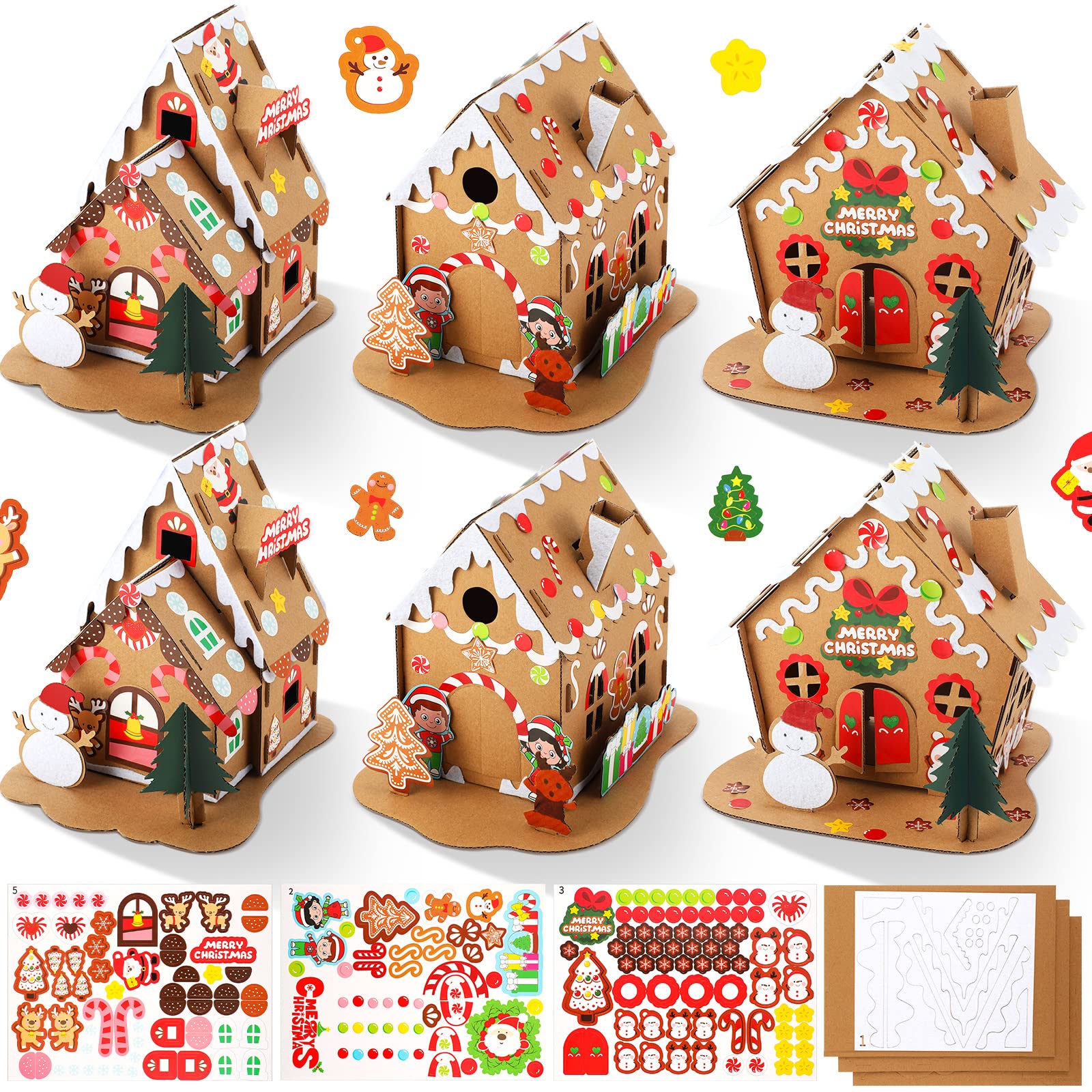 6 Sets Christmas Gingerbread House Kit Christmas Crafts for Kids Mini ...