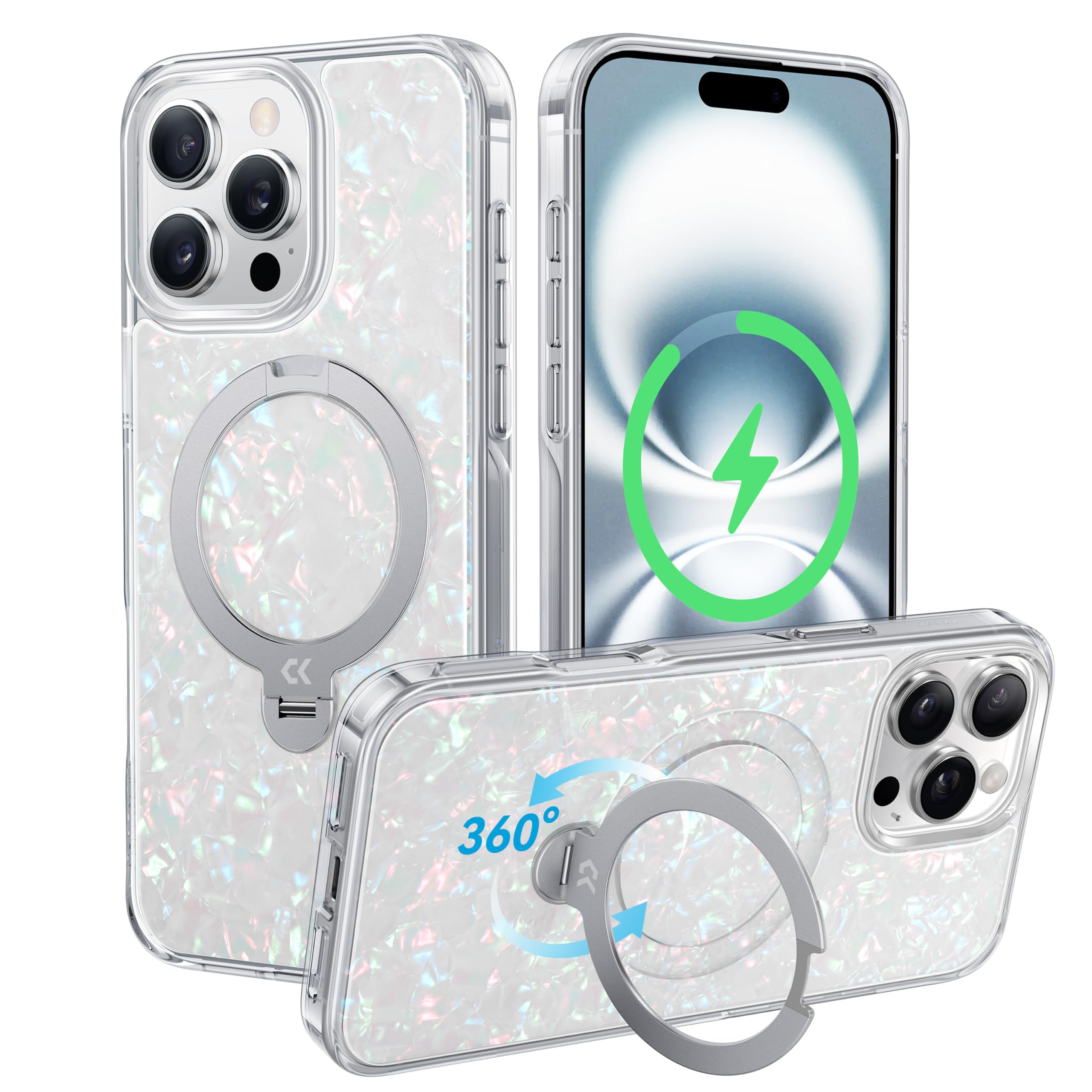 CASEKOO Genuine Pearl Shell for iPhone 16 Pro Max Case with 360° Spin ...