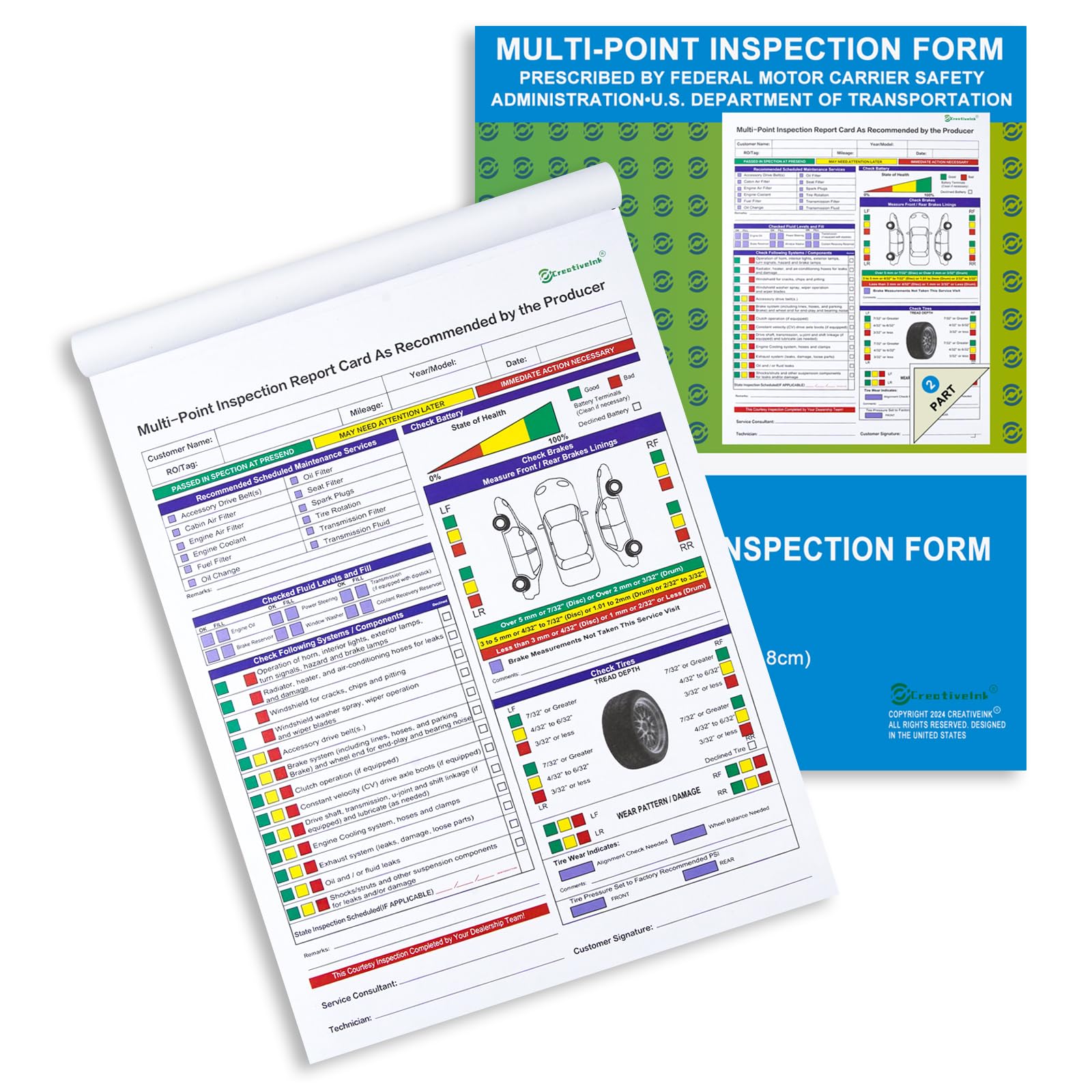 Mua 100 Sets Multi-Point Automotive/Vehicle Inspection Report Forms 2 ...