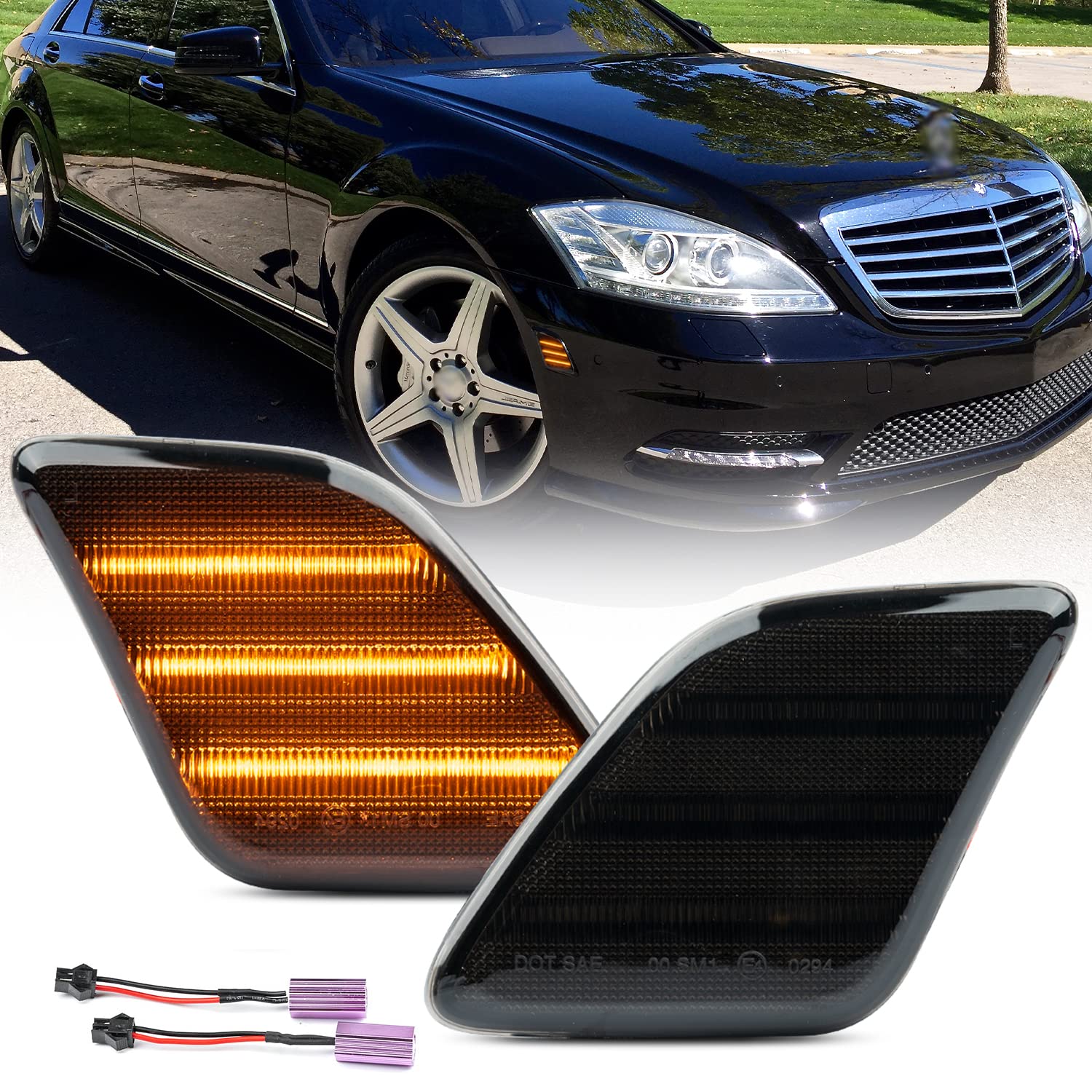 NSLUMO LED Side Marker Lights Replacement for 2010-2013 Mercedes S ...