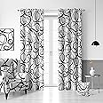 Amazon.com: LADYVOGUE Black and White Curtains 100% Blackout 2 Panels Set Grey Black Out Curtain ...