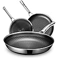 Amazon.com: SNOWCLAD Hybrid Pans Set Nonstick 3 Piece, 8&10&12 Inch ...